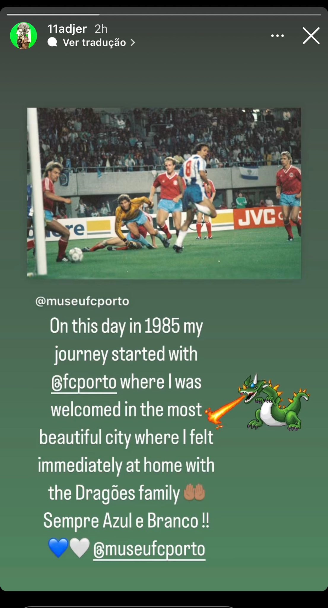 "Sempre azul e branco". Madjer recorda passagem pelo FC Porto